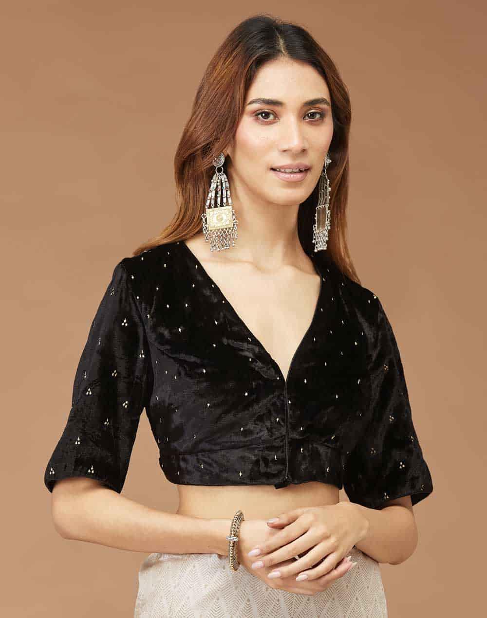 26 Elegant Velvet Blouse Designs for a Regal Wedding Look