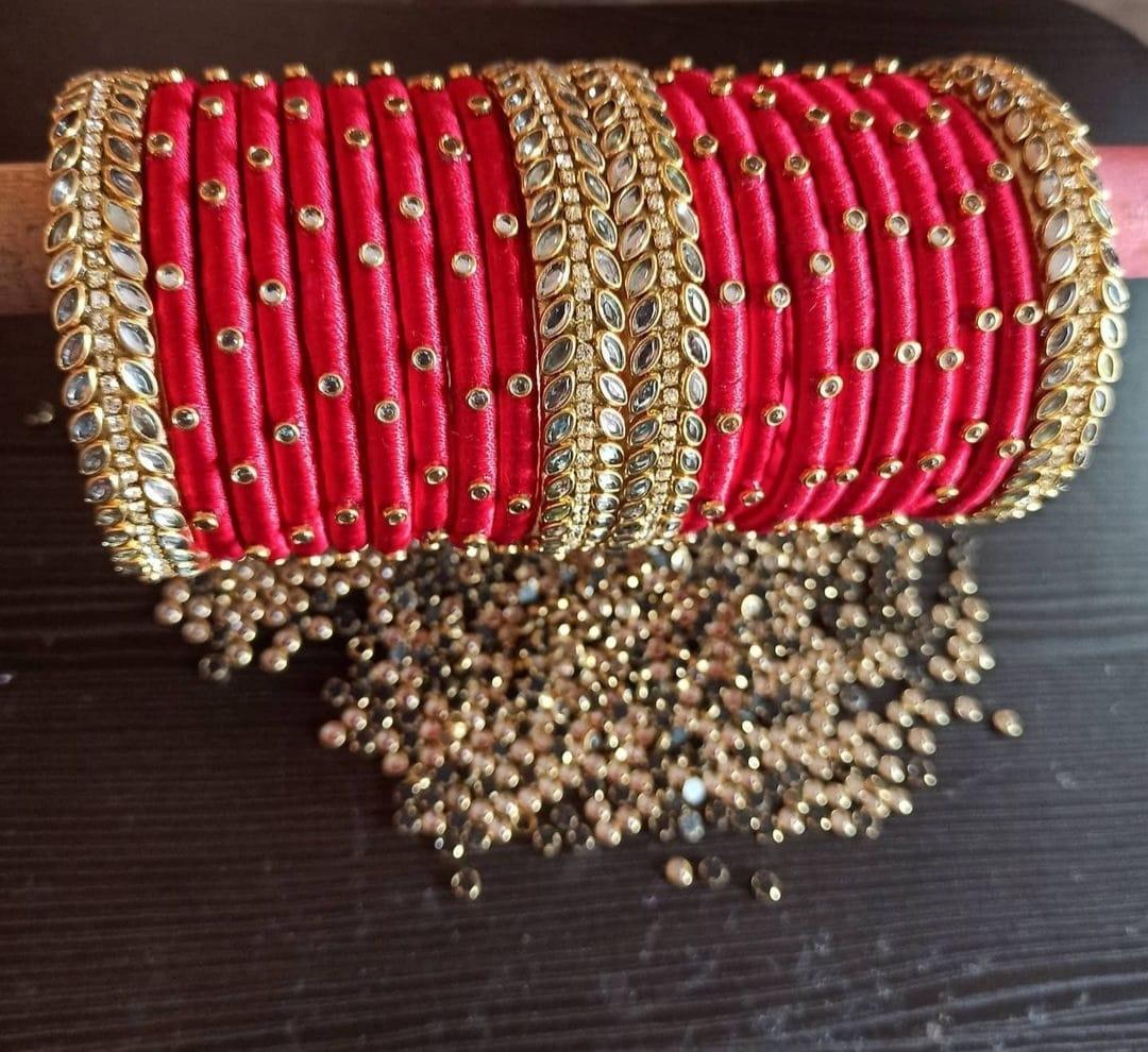 Find latest silk thread bangles design on your wedding day