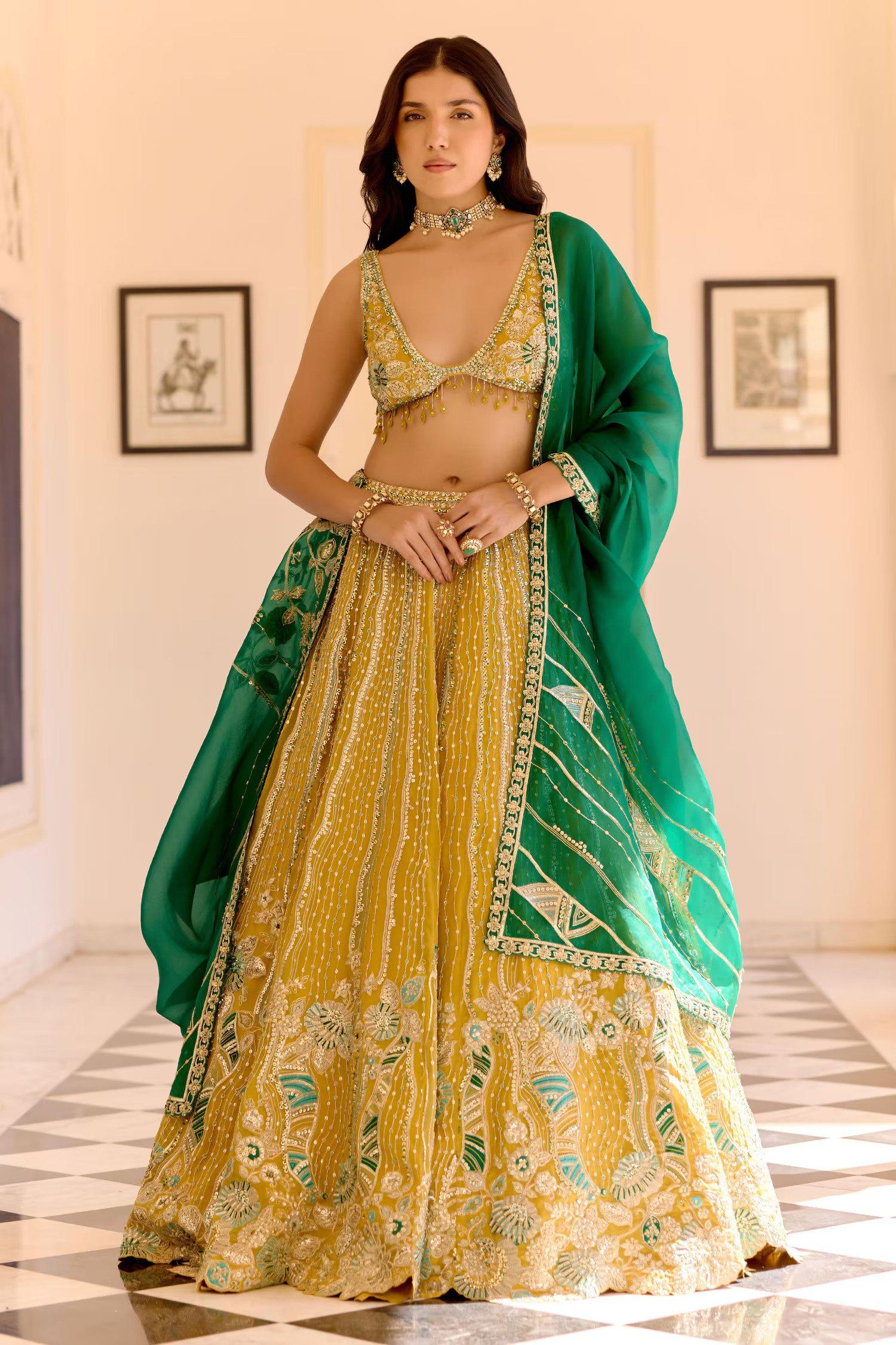 30+ Latest Mehndi Function Dresses For the Bride, Groom & Their Wedding ...
