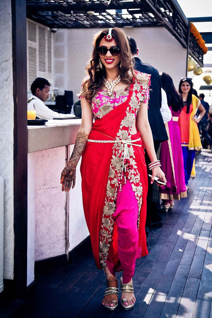 9 Swanky Dhoti Saree Styles for You to Wear on Fun Wedding Functions